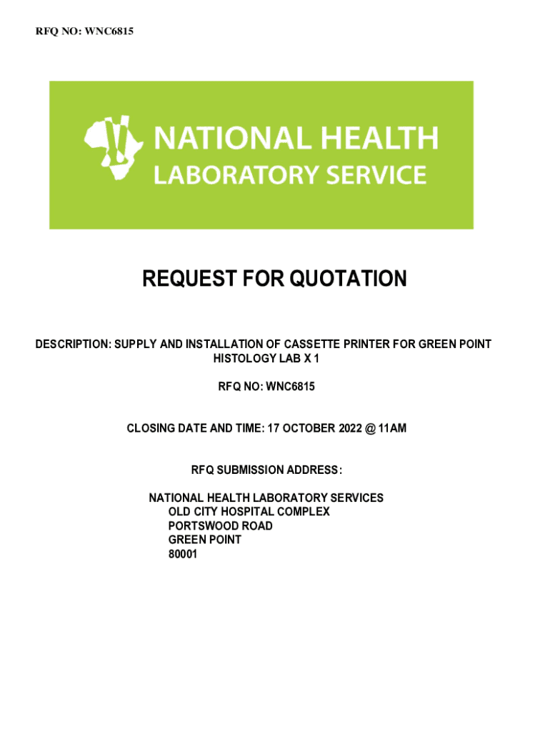 Fillable Online REQUEST FOR QUOTATION (RFQ) PRINTERS AND ... Fax Email Print - pdfFiller