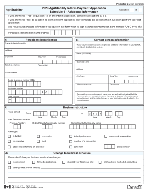 Fillable Online 2023 AgriStability Interim Payment Application Schedule ...