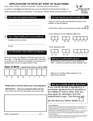 Fillable Online Postal Vote Application Form - Bracknell Forest Council ...