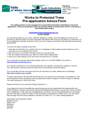 Fillable Online Works to Protected Trees Pre-application Advice Form ...