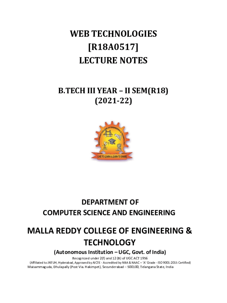 Fillable Online SOLUTION: Web technologies digital notes iii ii ...