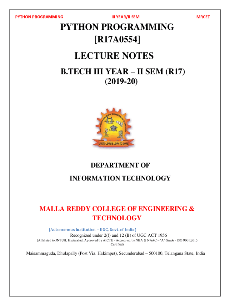 Fillable Online PYTHON PROGRAMMING Full A To Z Notes - Studypool Fax ...