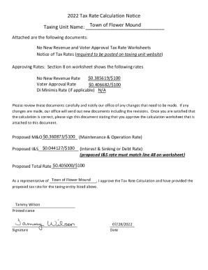 Fillable Online 2022 Tax Rate Calculation Worksheet, Taxing Units Other ...