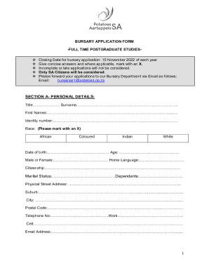 Fillable Online DALRRD-Bursary-Application-Form-2022-Postgraduate.pdf Fax Email Print - pdfFiller