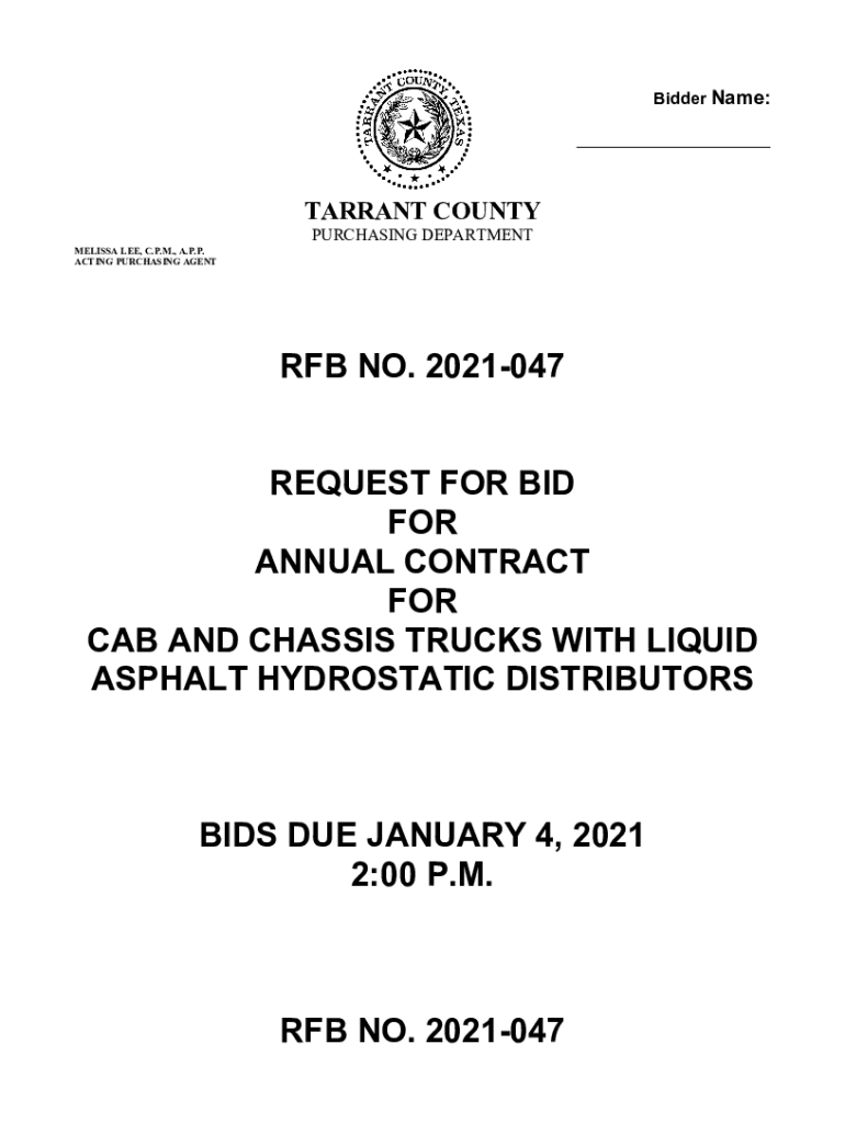 Fillable Online rfb no. 2021-047 request for bid for annual contract ...