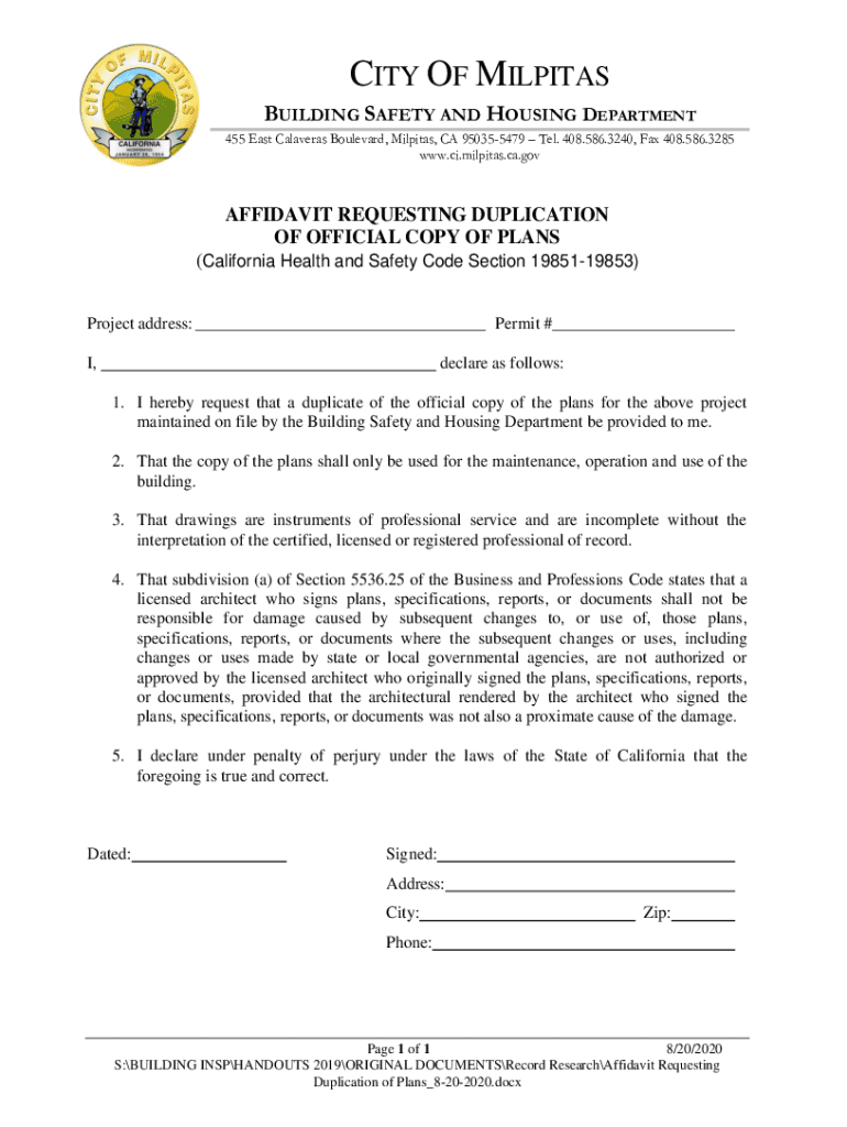 Fillable Online Affidavit Requesting Duplication of Official Copy of ...