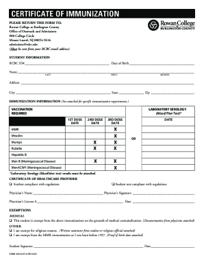 Fillable Online RCBC Immunization Form Fax Email Print - pdfFiller
