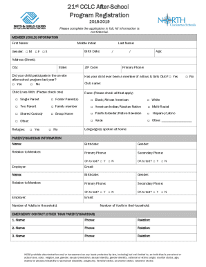 Fillable Online 21st CCLC After-School Program Registration Fax Email ...