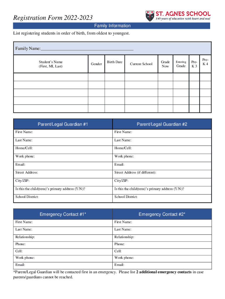 Fillable Online Registration Form 2022-2023 - Rackcdn.com Fax Email Print - pdfFiller