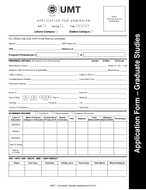 Fillable Online admin umt edu Ap plication FormGraduate Studies - UMT ...
