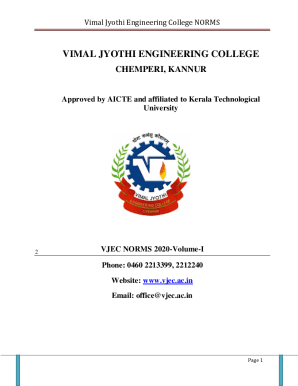 Fillable Online B-Tech Admission at Vimal Jyothi Engineering College Fax Email Print - pdfFiller