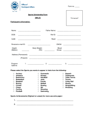 Fillable Online admin umt edu Sports Scholarship Application Form ...