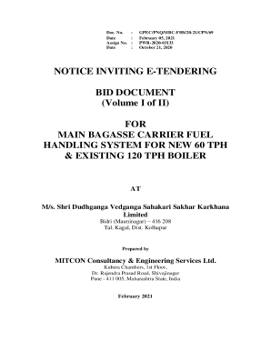 Fillable Online NOTICE INVITING E-TENDERING BID DOCUMENT (Volume I ...