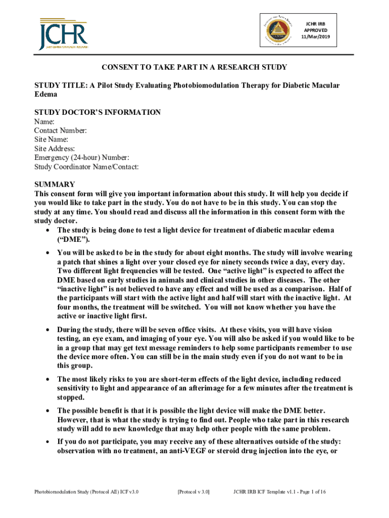 Fillable Online ICF Template - ClinicalTrials.gov Fax Email Print ...