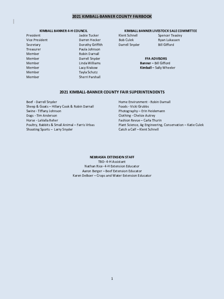 Fillable Online extension unl Kimball-Banner County Fair - Nebraska ...