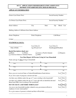 Fillable Online scf-2 application for rehabilitation assistance Fax ...