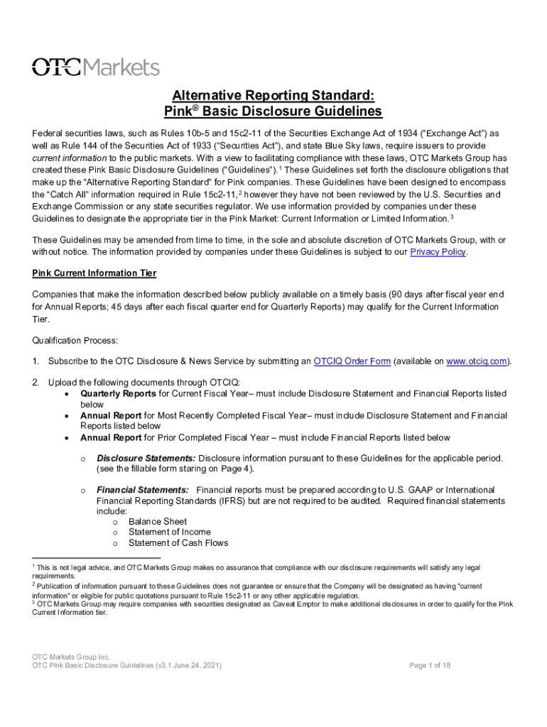 Fillable Online Pink Basic Disclosure Guidelines Fax Email Print ...