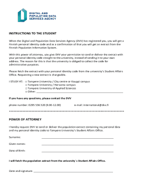 Fillable Online INSTRUCTIONS TO THE STUDENT POWER OF ATTORNEY Fax Email ...