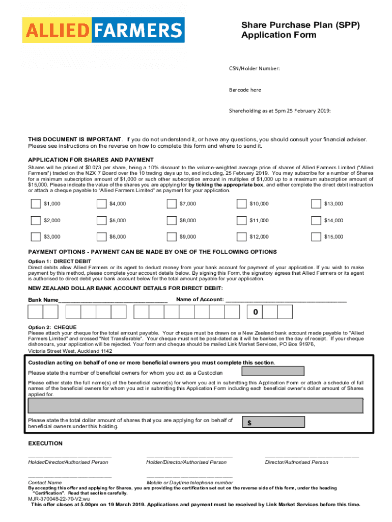 Fillable Online Share Purchase Plan (SPP) Application Form - Amazon AWS ...