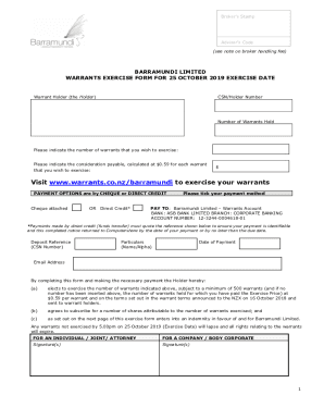 Fillable Online Warrant-Exercise-Form.pdf Fax Email Print - pdfFiller
