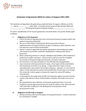 Fillable Online Statement of Agreement (SOA) for Letters of Support ...