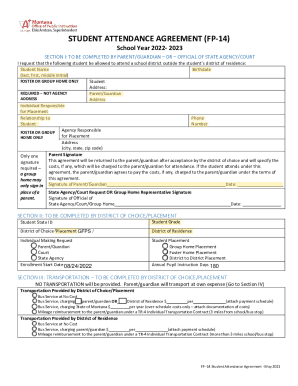 Fillable Online STUDENT ATTENDANCE AGREEMENT (FP-14) Fax Email Print ...