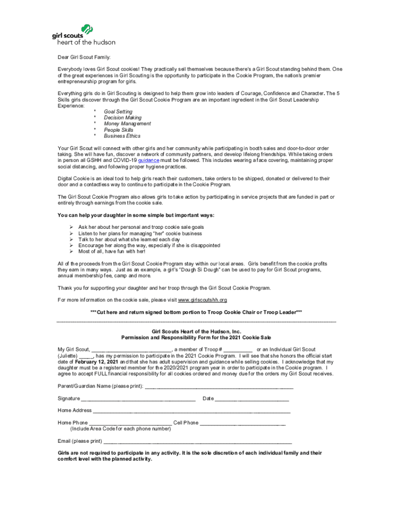 Fillable Online Dear Girl Scout Families Fax Email Print - pdfFiller
