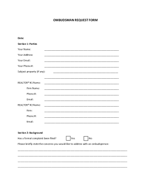 Fillable Online OMBUDSMAN REQUEST FORM Fax Email Print - pdfFiller