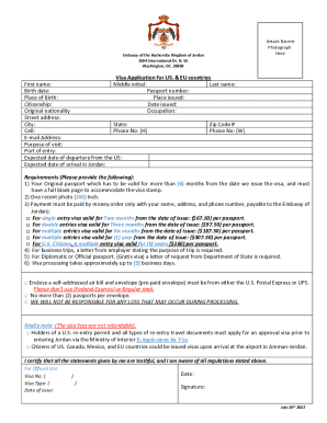 Fillable Online Jordan Visa Sample - Fill Online, Printable, Fillable ...