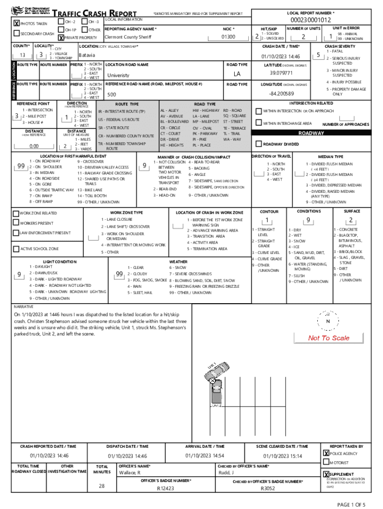 Fillable Online TRAFFIC CRAsh Report - OHIO - City of Mason Fax Email ...