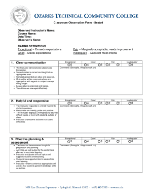 Fillable Online Classroom Observation Form - Online Fax Email Print ...