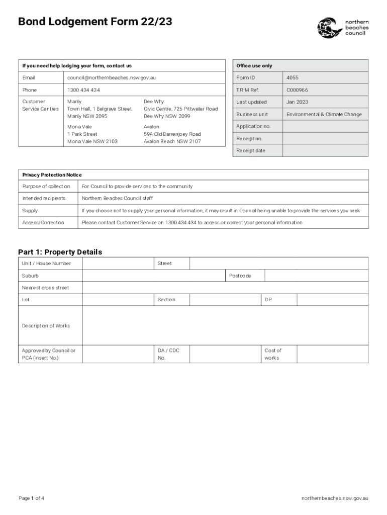 Nsw Bond Lodgement Form - Fill Online, Printable, Fillable, Blank ...