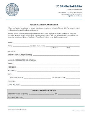 Fillable Online registrar sa ucsb Diploma release form-mailing - UCSB Office of the Registrar ...