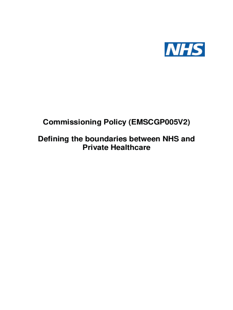 Fillable Online Defining the Boundaries between NHS and Private Health ...