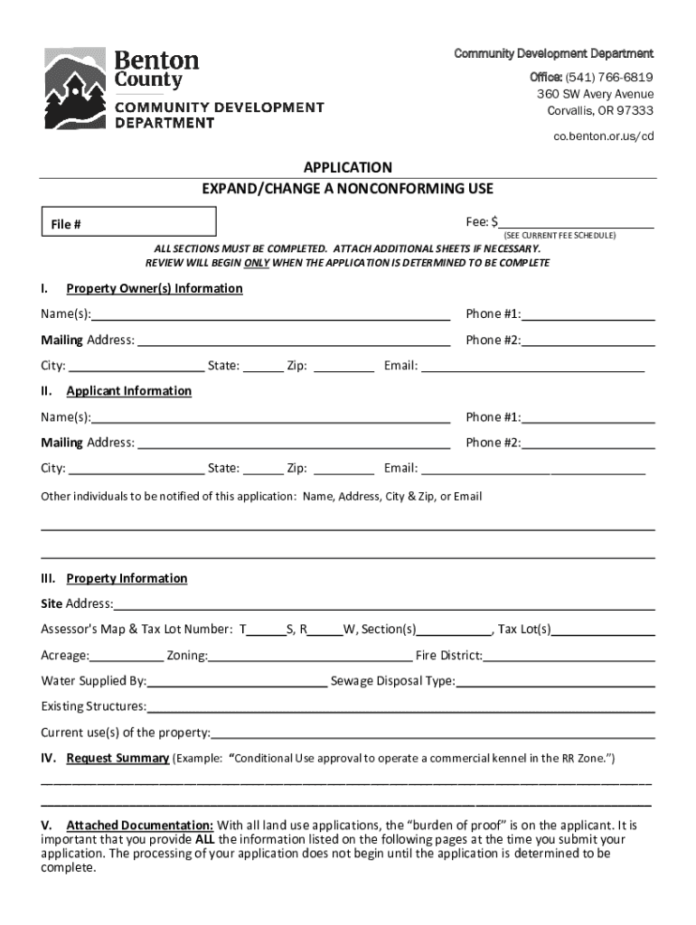 Fillable Online APPLICATION EXPAND/CHANGE A NONCONFORMING USE Fax Email Print - pdfFiller
