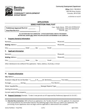 Fillable Online SERIES PARTITION FINAL PLAT Fax Email Print - pdfFiller