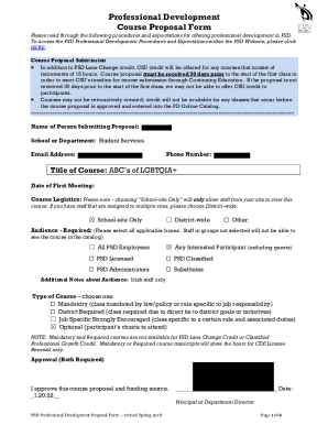 Fillable Online Professional Development Course Proposal Form Fax Email ...