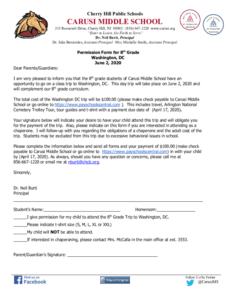 Fillable Online 6th Grade Back to School Night - Cherry Hill Public ...