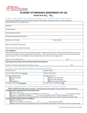 Fillable Online FP 14 Student Attendance Agreement Fax Email Print ...
