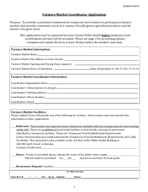 Fillable Online FARMERS' MARKET VENDOR APPLICATION Fax Email Print ...