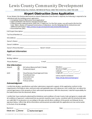 Fillable Online Airport Obstruction Zone Application - Lewis County Fax ...