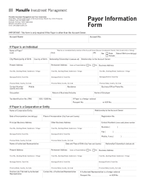 Fillable Online Payor Information Form. Payor Information Form Fax ...