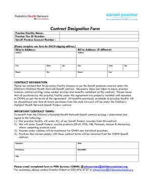 Fillable Online Contract Designation Form - Pediatric Health Network ...