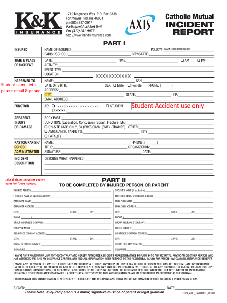 Fillable Online participant accident insurance claim form Fax Email ...