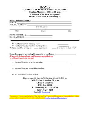 Fillable Online Altar Server Application - St. Jude the Apostle ...