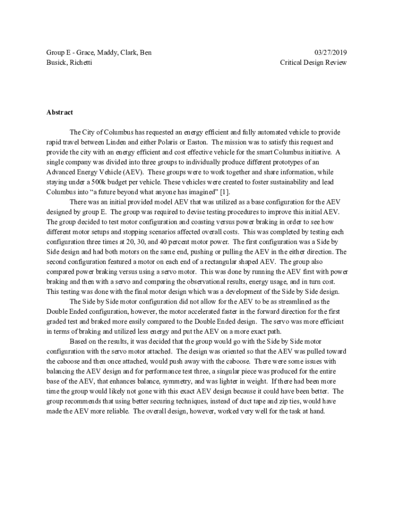 Fillable Online Critical Design Review Abstract Fax Email Print - pdfFiller