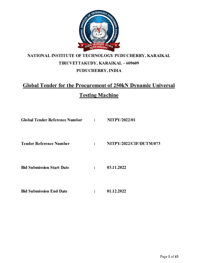Fillable Online nitpy ac E- Tender for Supplying and Laying of Coir ...