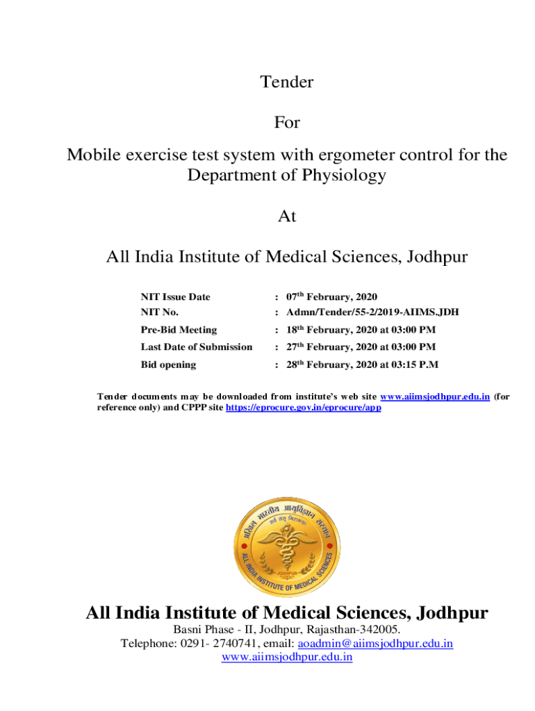 Fillable Online Tender for Mobile exercise test system with ... - AIIMS ...