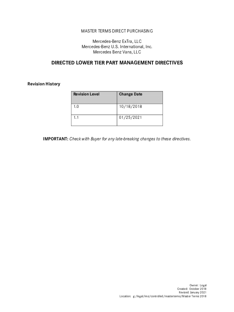 Fillable Online DIRECTED LOWER TIER PART MANAGEMENT DIRECTIVES Fax ...