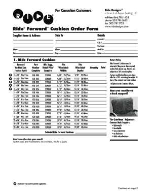 Fillable Online Forward Cushion Order Form - Ride Designs Fax Email Print - pdfFiller